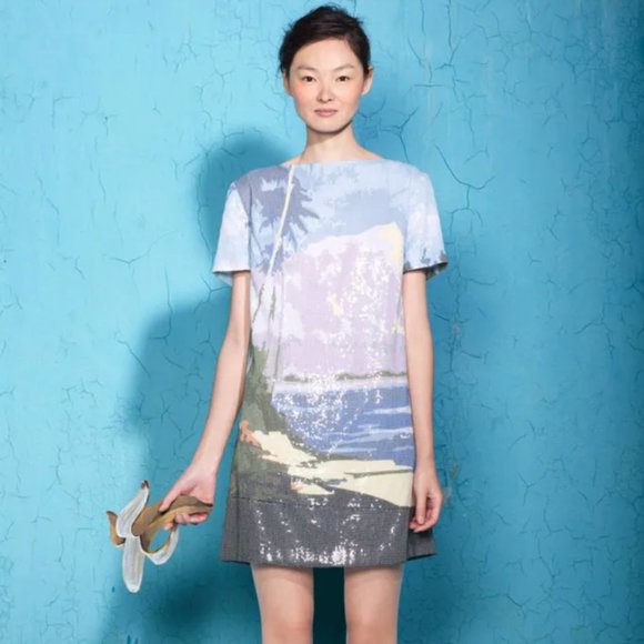 SUNO | Dresses | Beautiful Suno Nyc Sequin Mountain Scape Dress | Poshmark